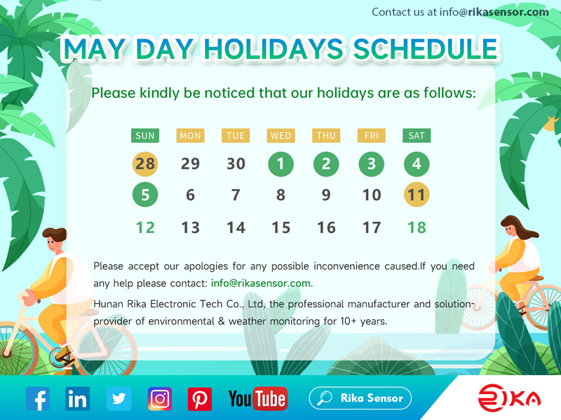 May Day Holidays Schedule | Rika Sensors
